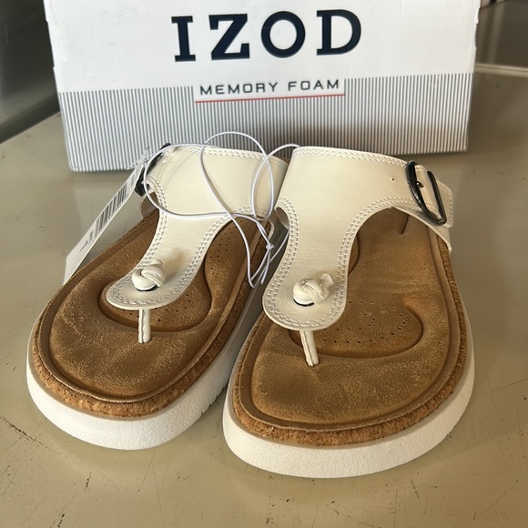 Izod | Shoes | Nwt Womens Izod Charcy White Ultra Comfort Thong Sandals ...